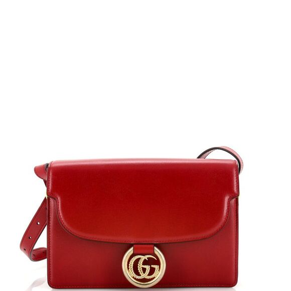Gucci | Bags | Gucci Gg Ring Shoulder Bag Leather Small Red | Poshmark